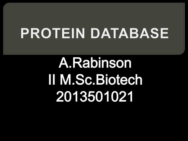 Protein database ..... of NCBI | PPTX | Databases | Computer Software ...