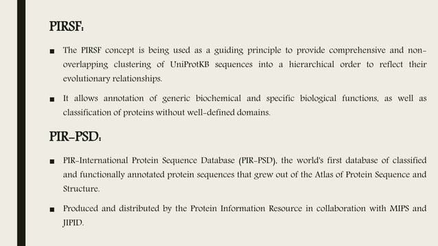 Protein information resource (PIR) | PPTX | Databases | Computer ...