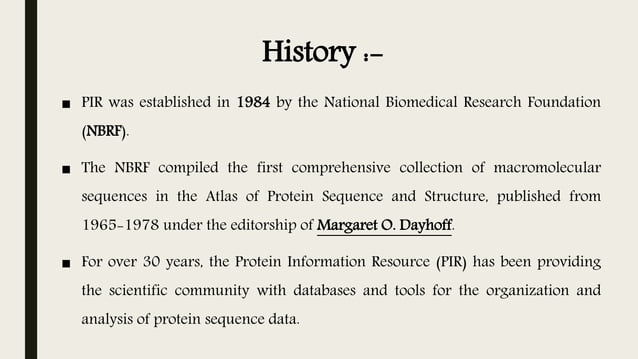 Protein information resource (PIR) | PPTX | Databases | Computer ...
