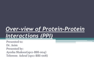 overview of the protein protein interaction | PPT