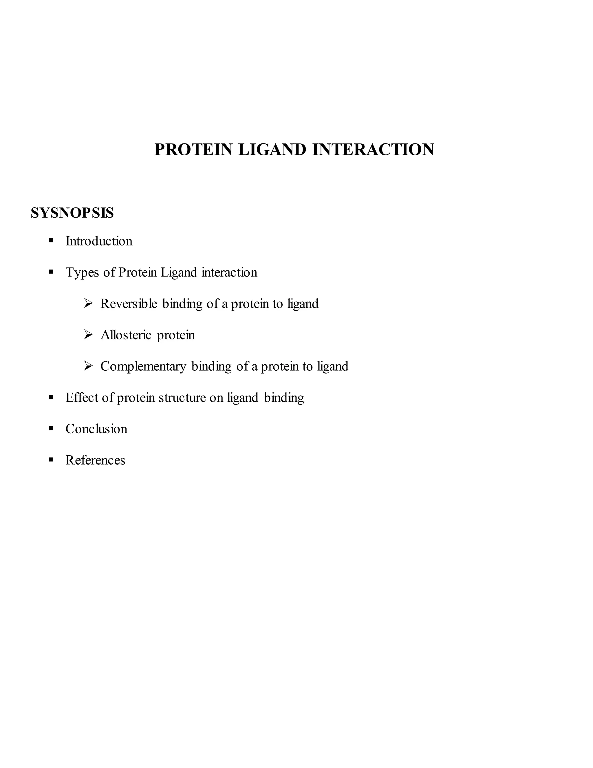 Protein ligand interaction | DOCX