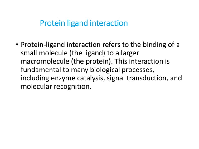 protein ligand interaction | PDF | Chemistry | Science