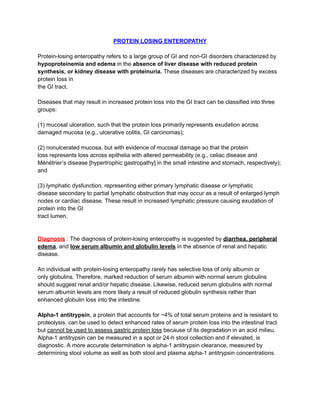 Protein Losing Enteropathy - Important points.pdf