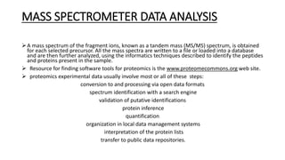 Protein mass spectrometry data analysis. | PPTX