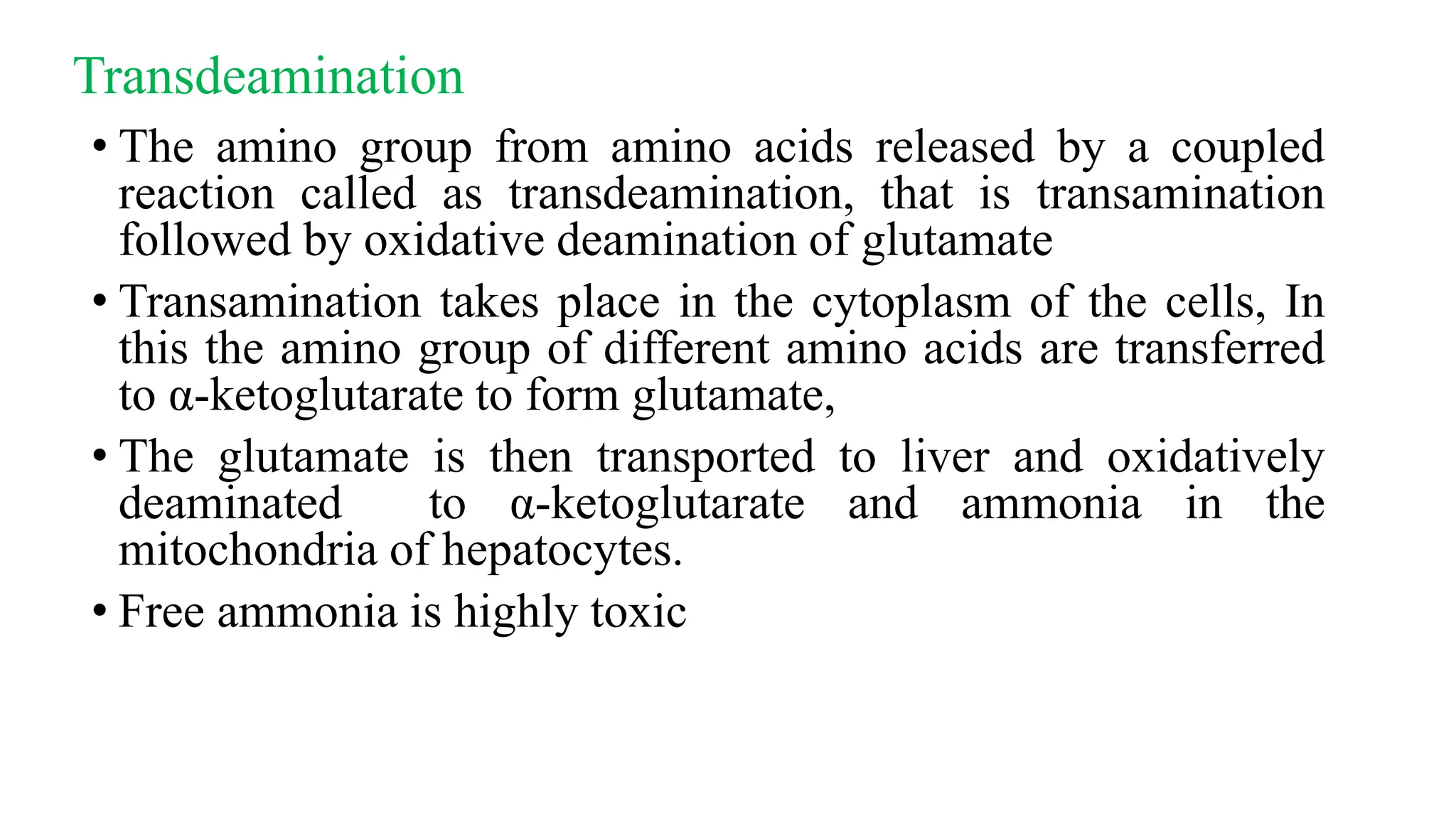 Protein metabolism transamination deamination, fate of ammonia, urea ...