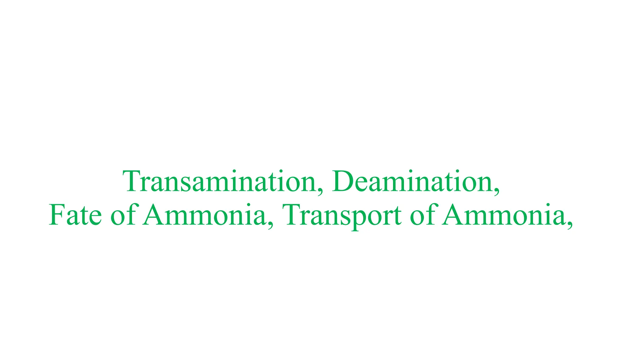 Protein metabolism transamination deamination, fate of ammonia, urea ...