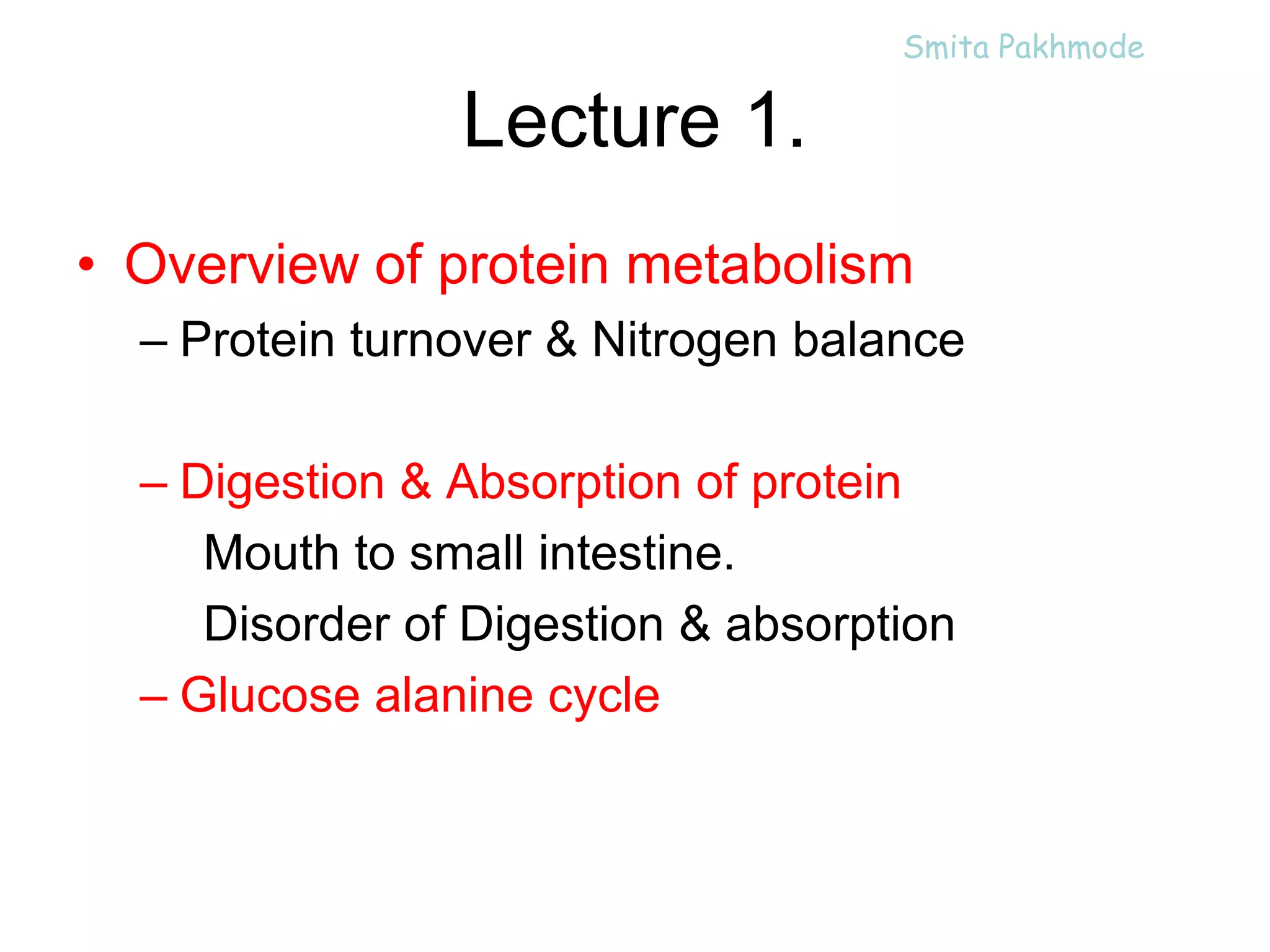 Protein & Amino Acid Metabolism | PPT