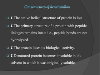 Proteins folding and denaturation | PPTX