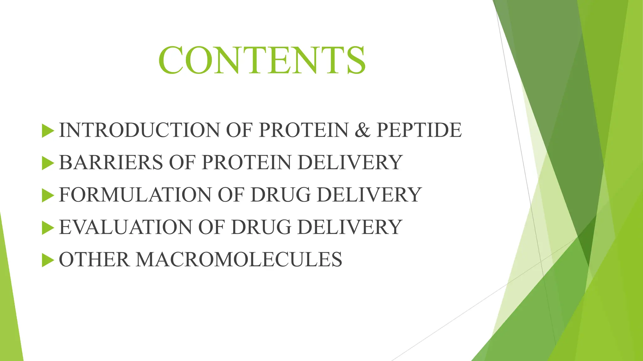 PROTEIN & PEPTIDE DELIVERY SYSTEM FORMULATION | PPTX