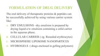 PROTEIN & PEPTIDE DELIVERY SYSTEM FORMULATION | PPTX