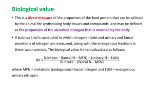 Protein quality determination in monogastric animals | PPTX