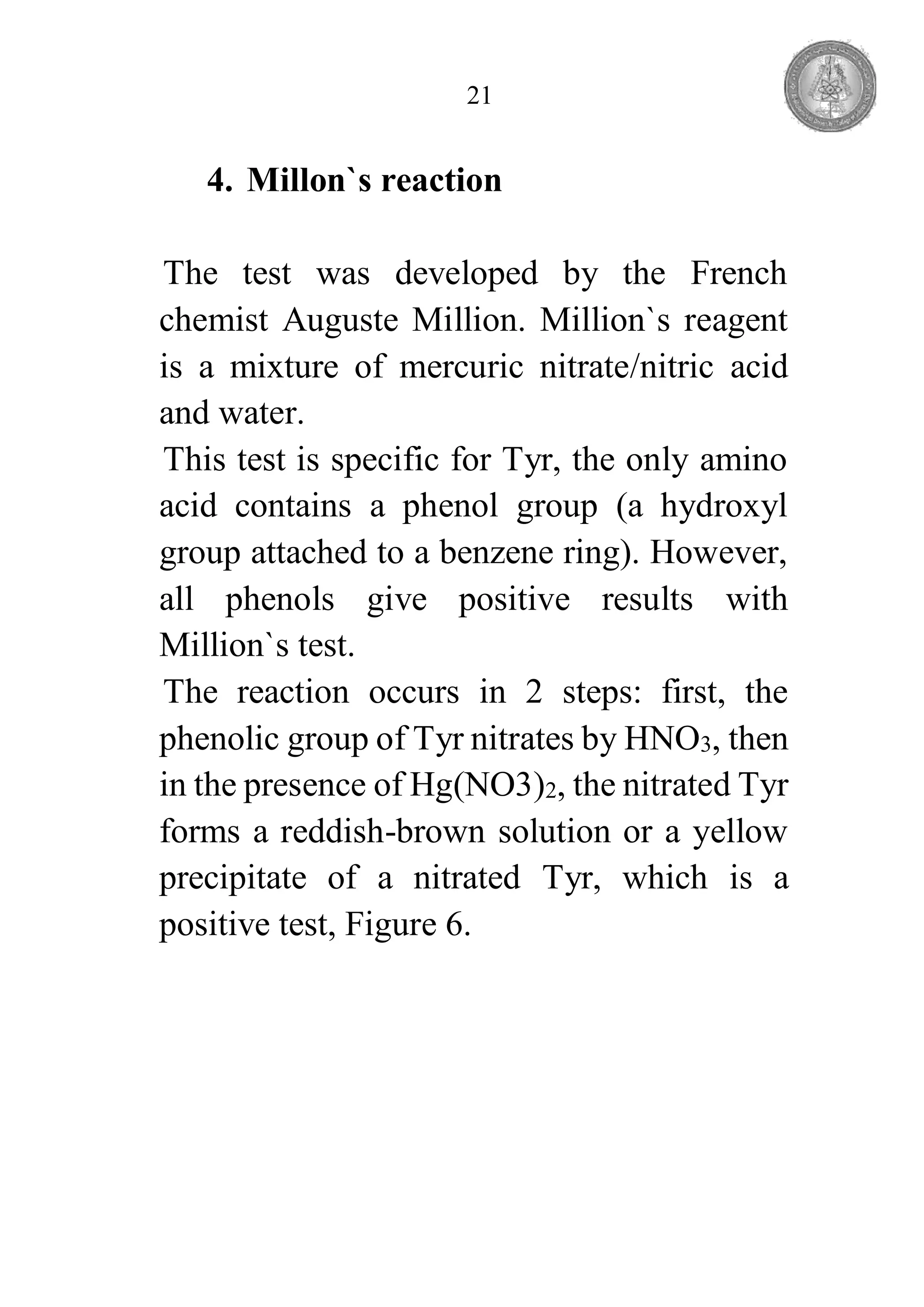 Qualitative tests of amino acids and proteins and enzyme kinetics | PDF