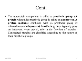 Proteins are macromolecules that have a wide range of function in our ...