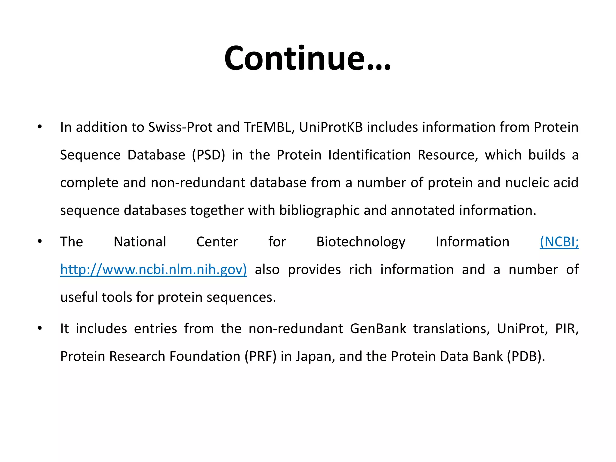 Proteins databases | PPTX