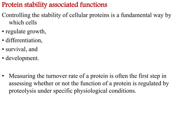 Protein stability(molecular biology) | PPTX | Chemistry | Science