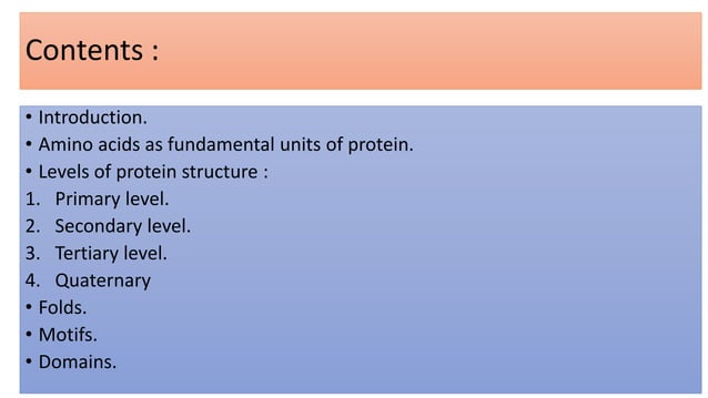 levels of protein structure , Domains ,motifs & Folds in protein ...