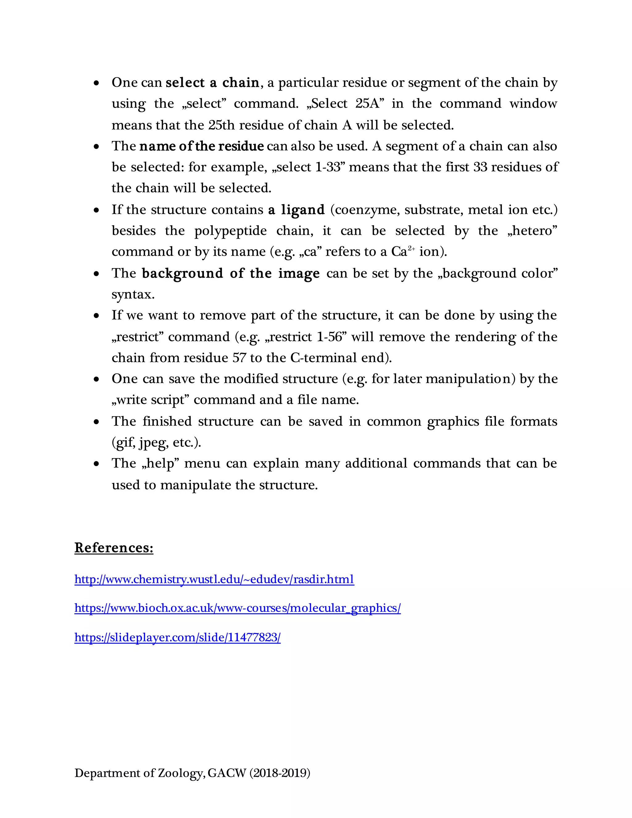 Protein structure visualization tools-RASMOL | DOCX