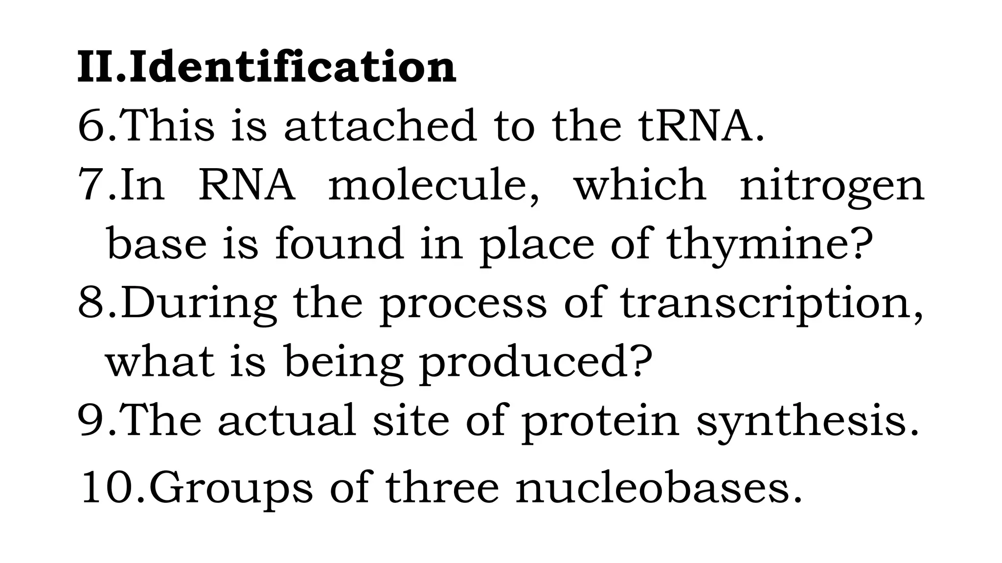 Grade 10 Quarter 4 Protein Synthesis Quiz.pptx