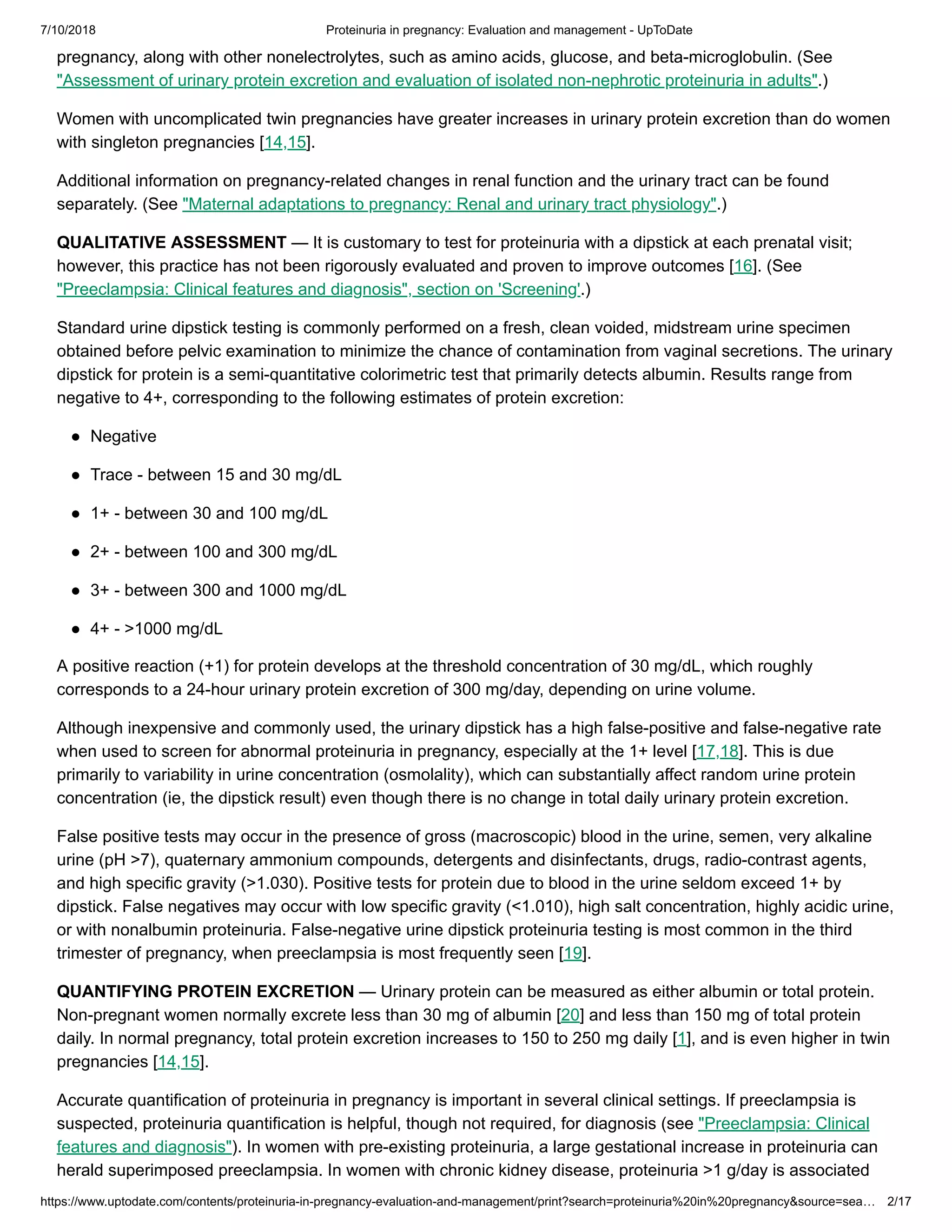 Proteinuria in pregnancy: evaluation and management up-todate 2018 | PDF
