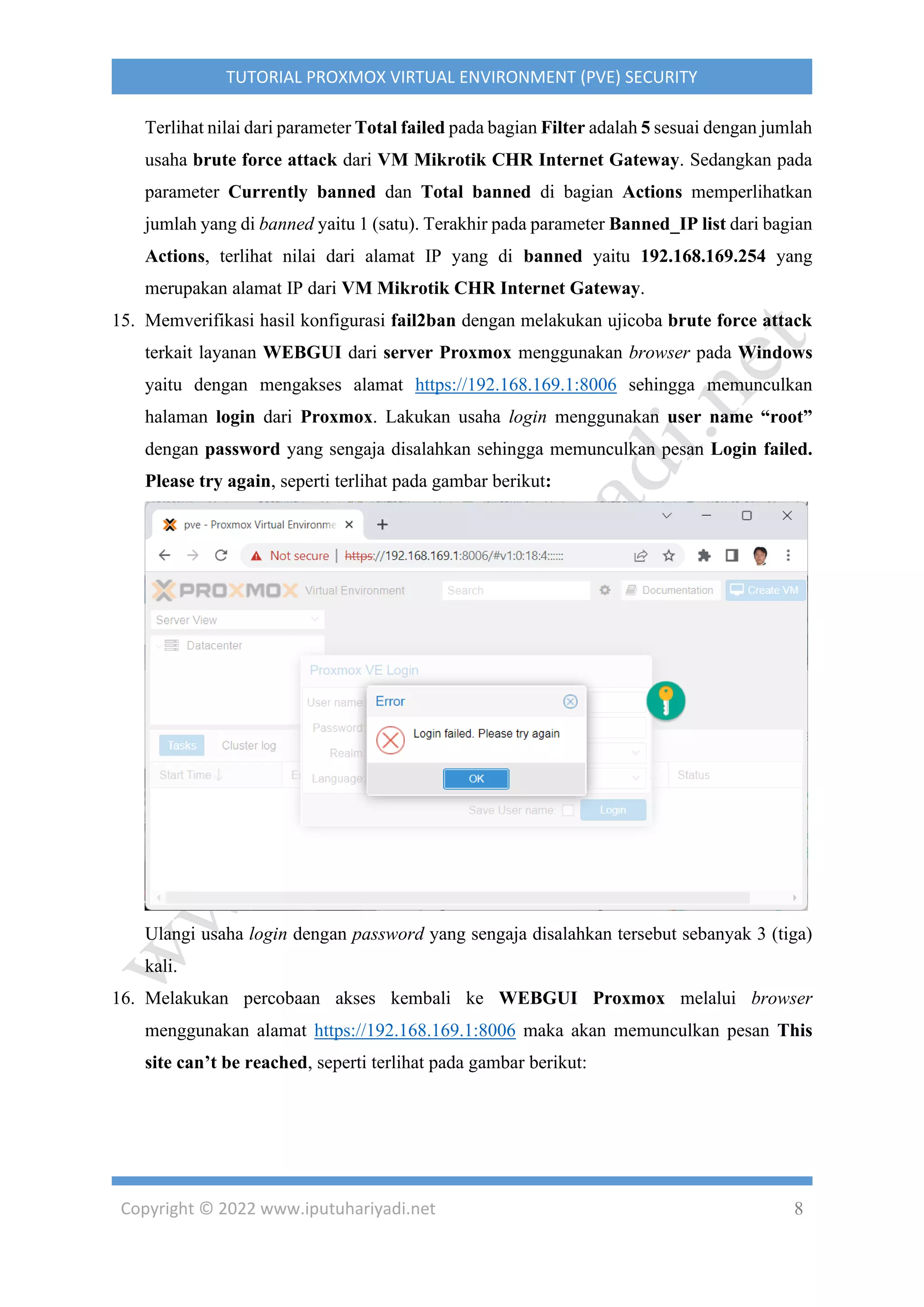 Proteksi Brute Force pada Proxmox Virtual Environment (PVE) menggunakan Fail2Ban | PDF