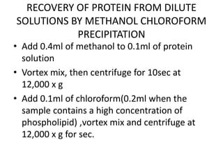 Proteomics - precipitation agents in protein purification | PPTX