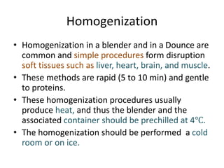 Extraction buffer, Protease inhibitors methods of cell distrubtion | PPTX
