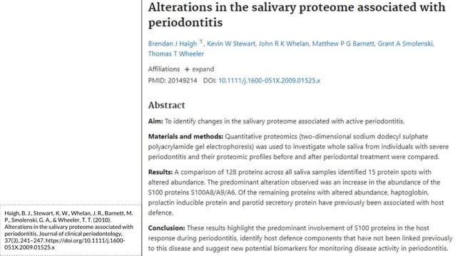 ROLE OF PROTEOMICS IN MODERN PERIODONTICS | PPT