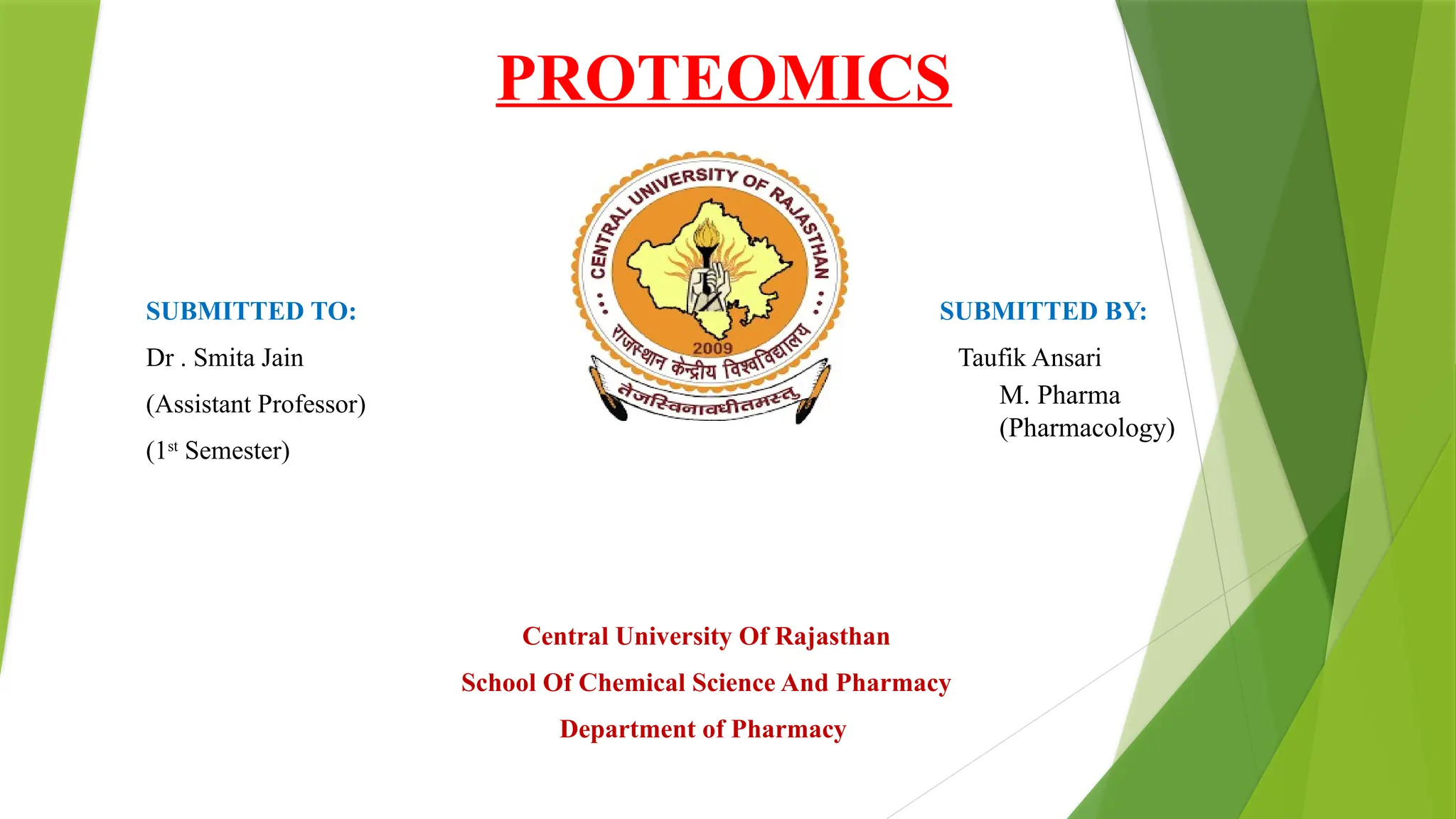 General Principle and application of Proteomics | PPTX