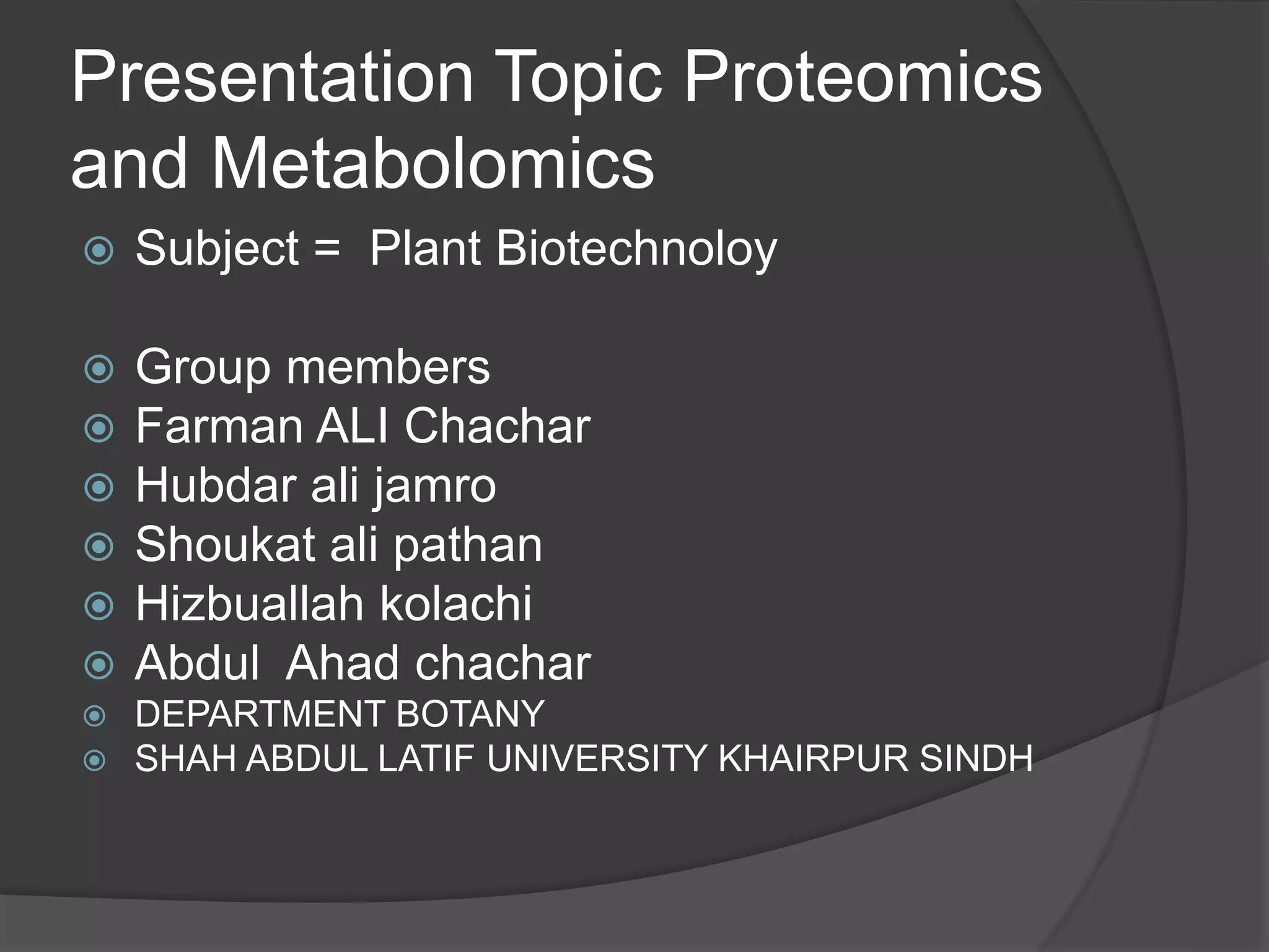 Proteomics and metabolomics | PPTX