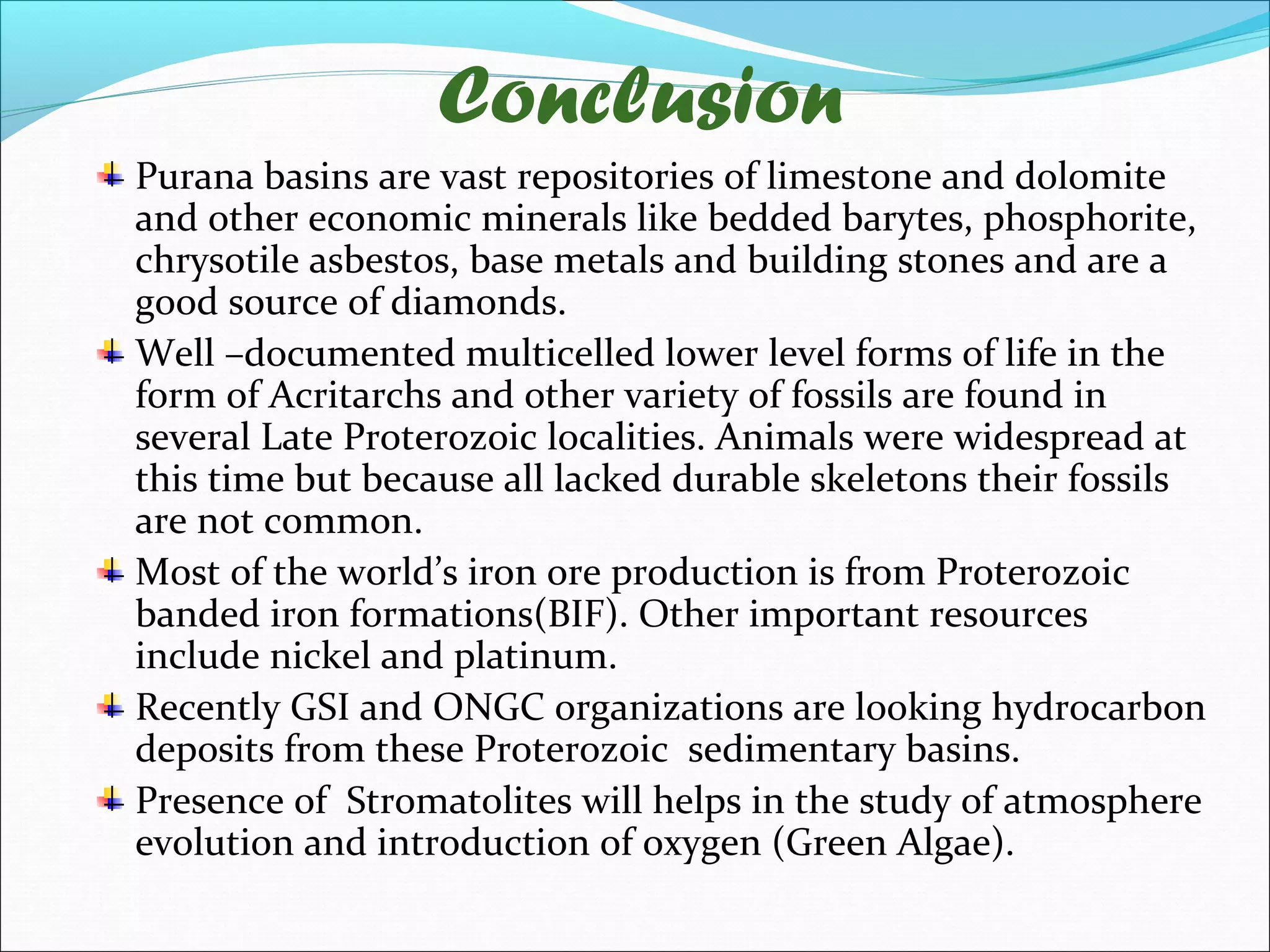 Proterozoic sedimentary basins of India in general | PPT