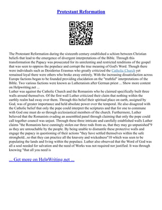 Protestant Reformation | PDF