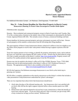 Protest deadlines HCAD | PDF