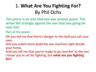 An Anthology of Protest Poems and their meanings | PPTX