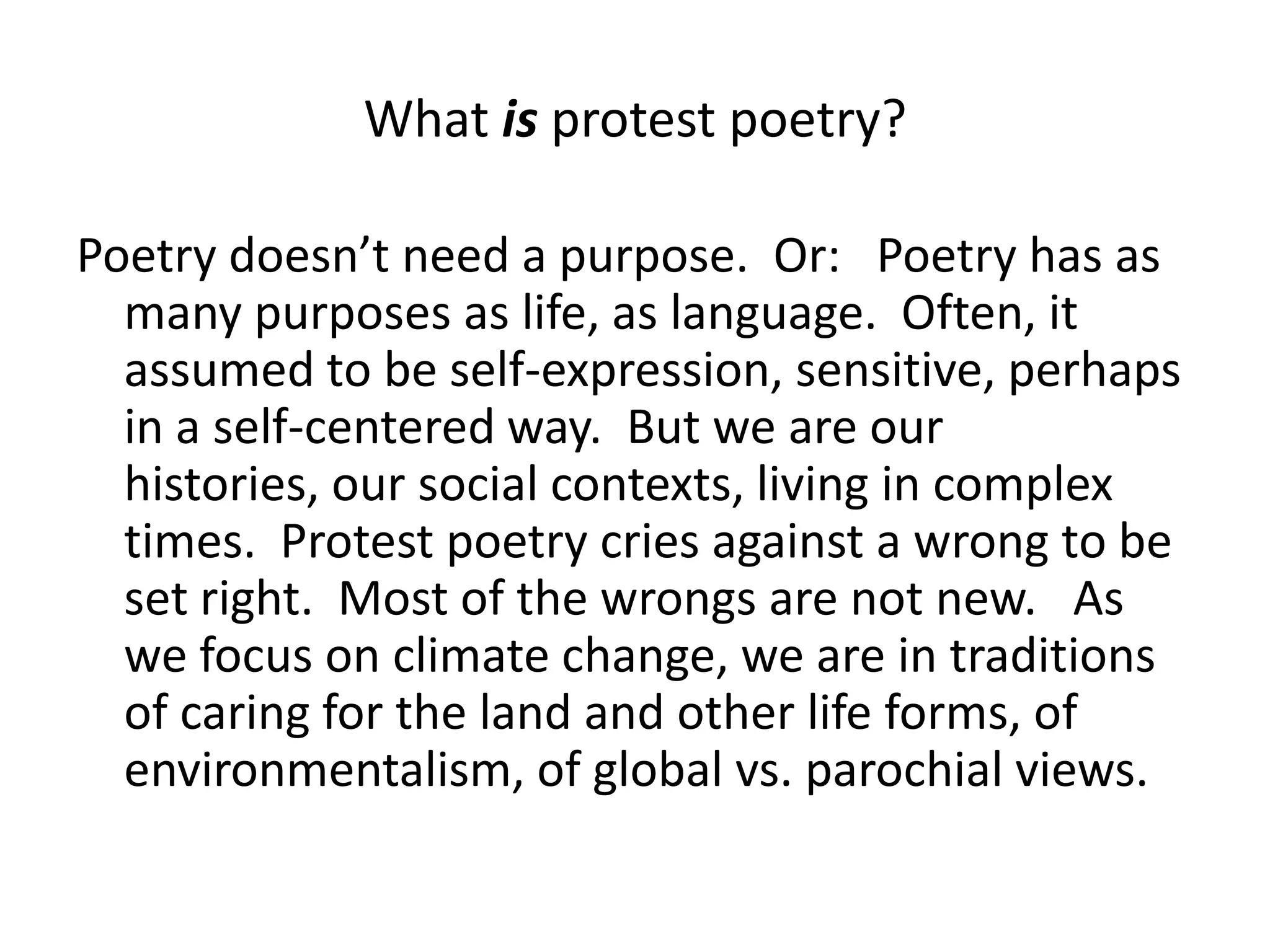 Introduction to Protest Poetry | PPTX