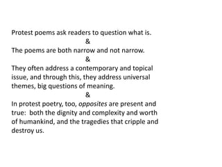 Introduction to Protest Poetry | PPTX