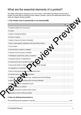 Protest - Student Revision Booklet For VCE English | PDF