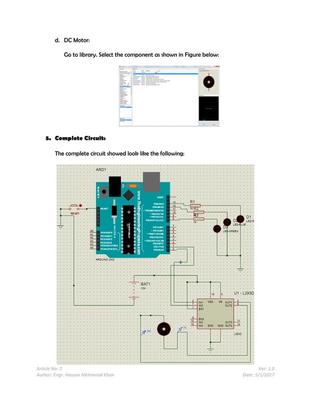 PROTEUS : ARDUINO PROJECT FOR LED N DC MOTOR | PDF