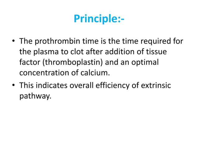 Prothrombin time | PPTX | Blood Disorders | Diseases and Conditions