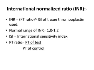 Pt Inr Normal Levels