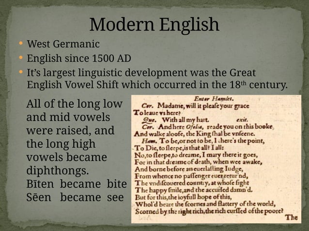 Proto-Germanic Languages - History of English Language | PPT