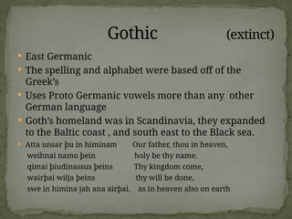 Proto-Germanic Languages - History of English Language | PPT