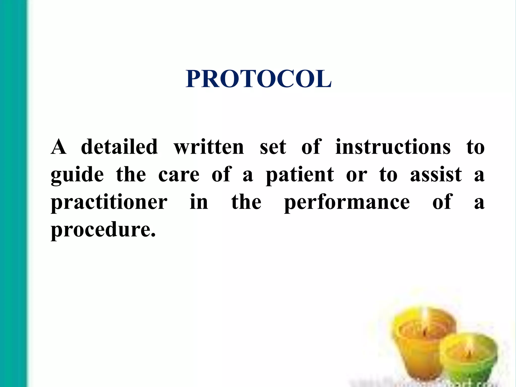 Protocals in emergency nursing | PPTX