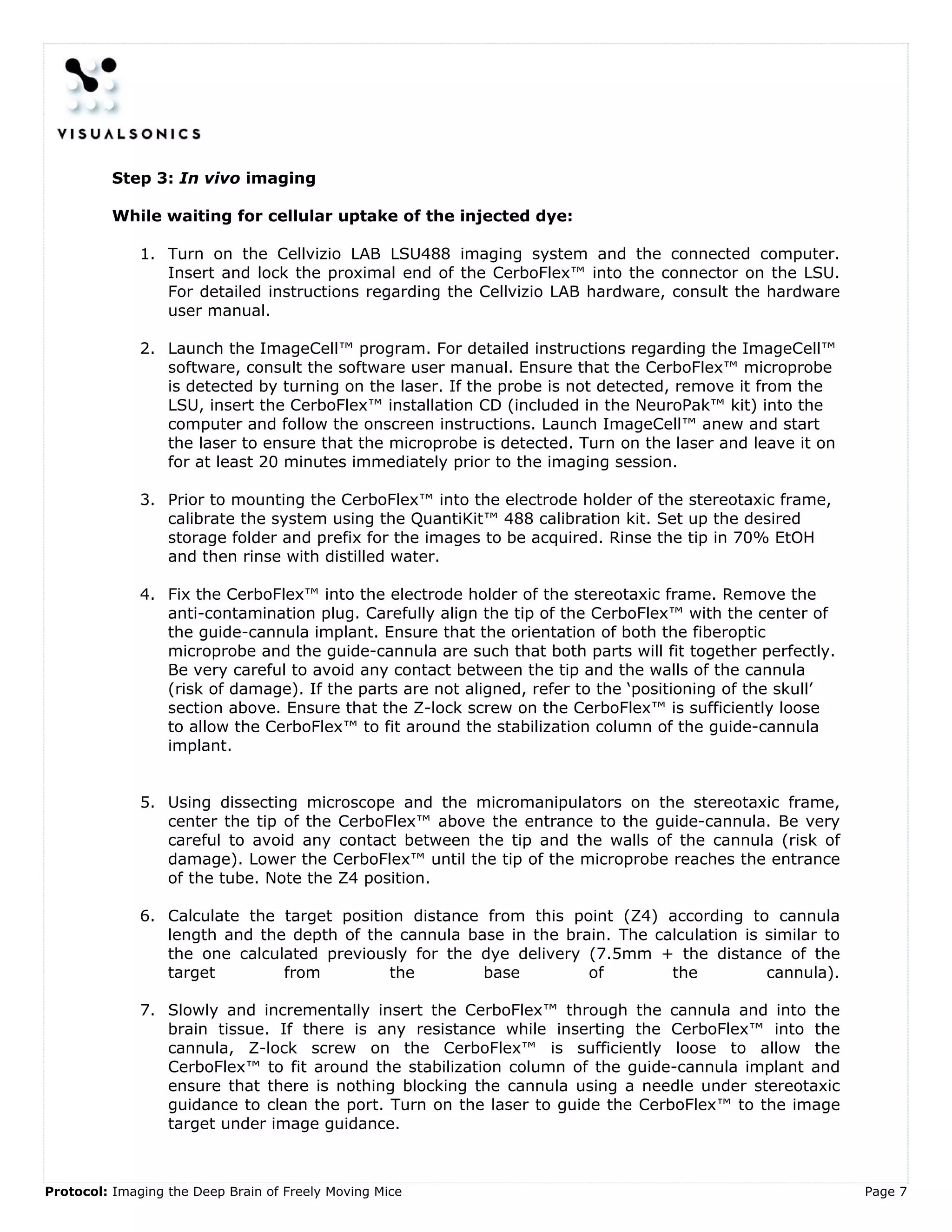 Protocol: Imaging the Deep Brain of Freely Moving Mice | PDF