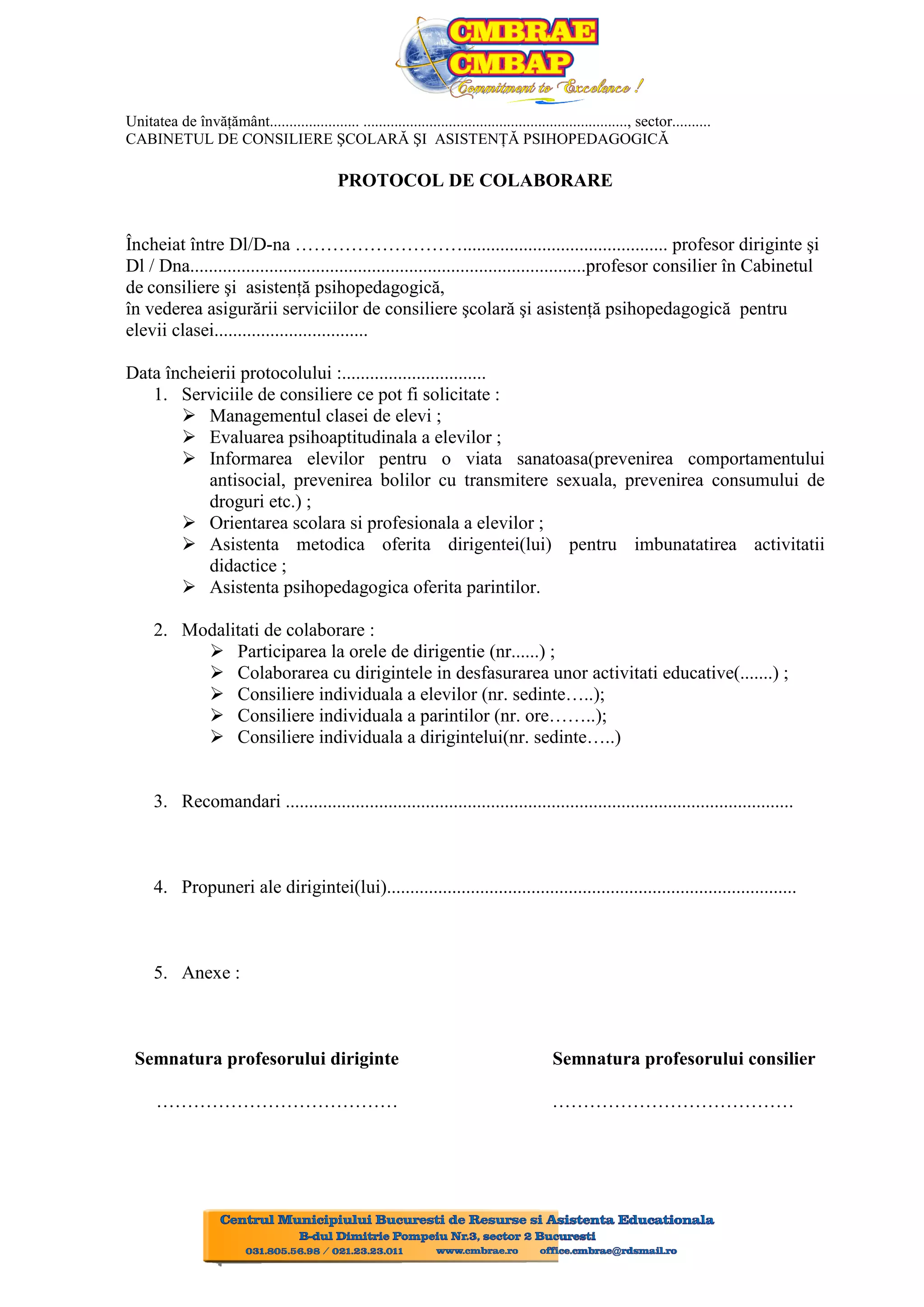 Protocol colaborare diriginti | PDF