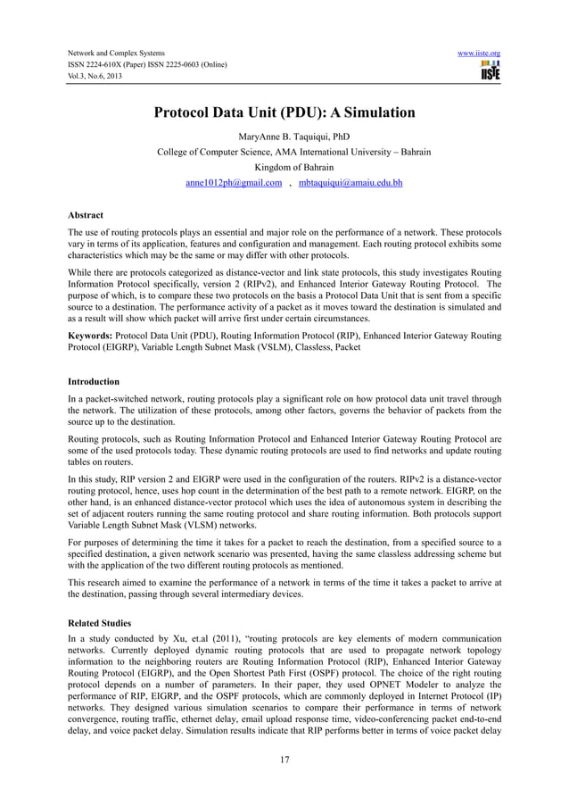 Protocol data unit (pdu) a simulation | PPT