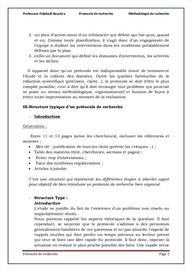 exemple de protocole de recherche