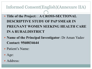 Thesis protocol the pap smear in pregnancy | PPTX