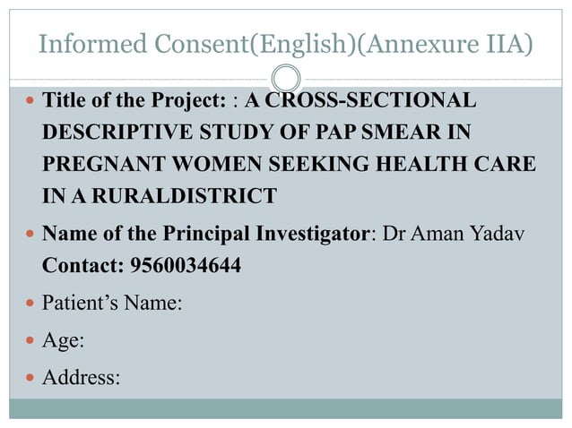 Thesis protocol the pap smear in pregnancy | PPTX
