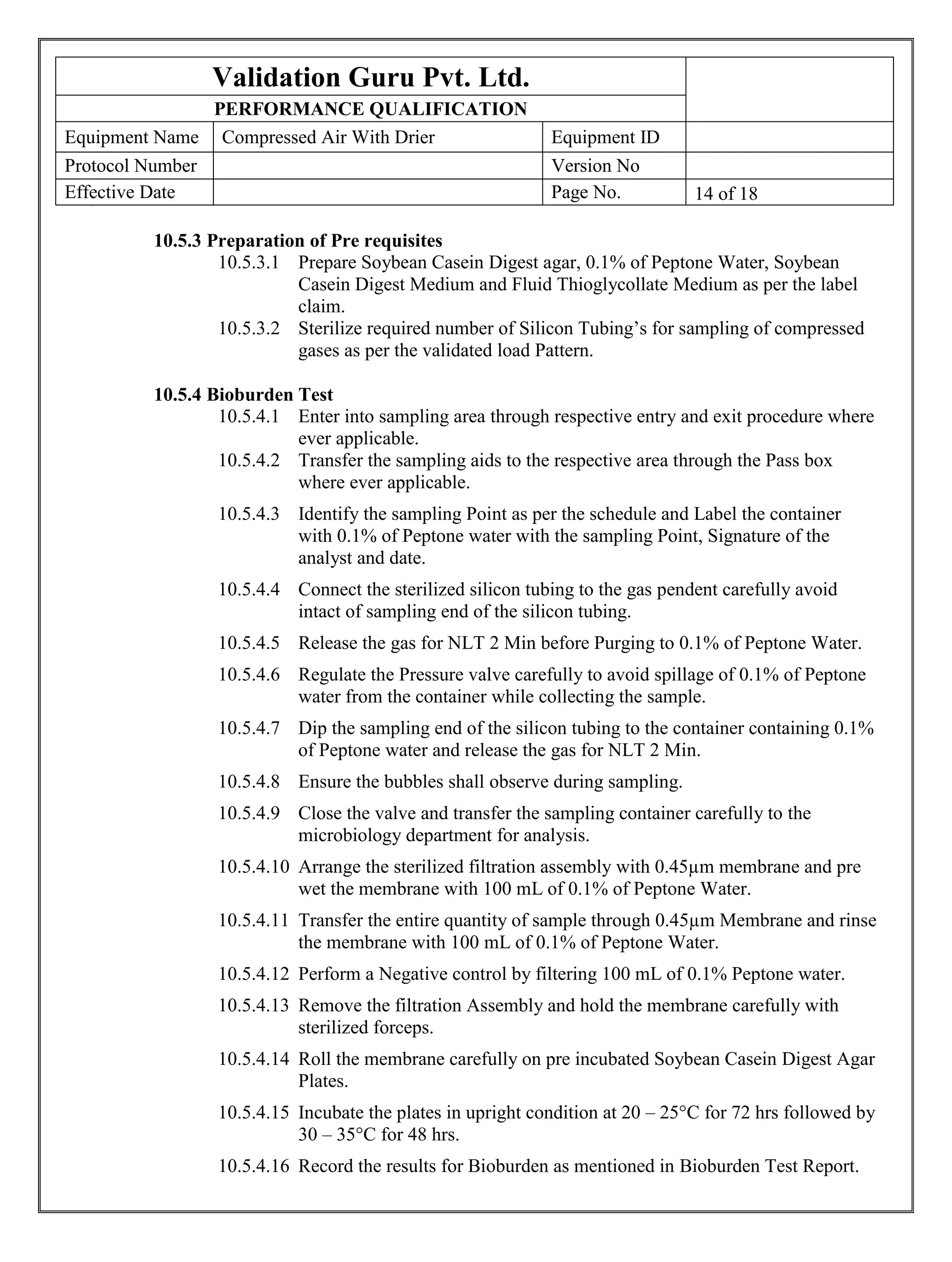 Protocol for compressed air validation | PDF