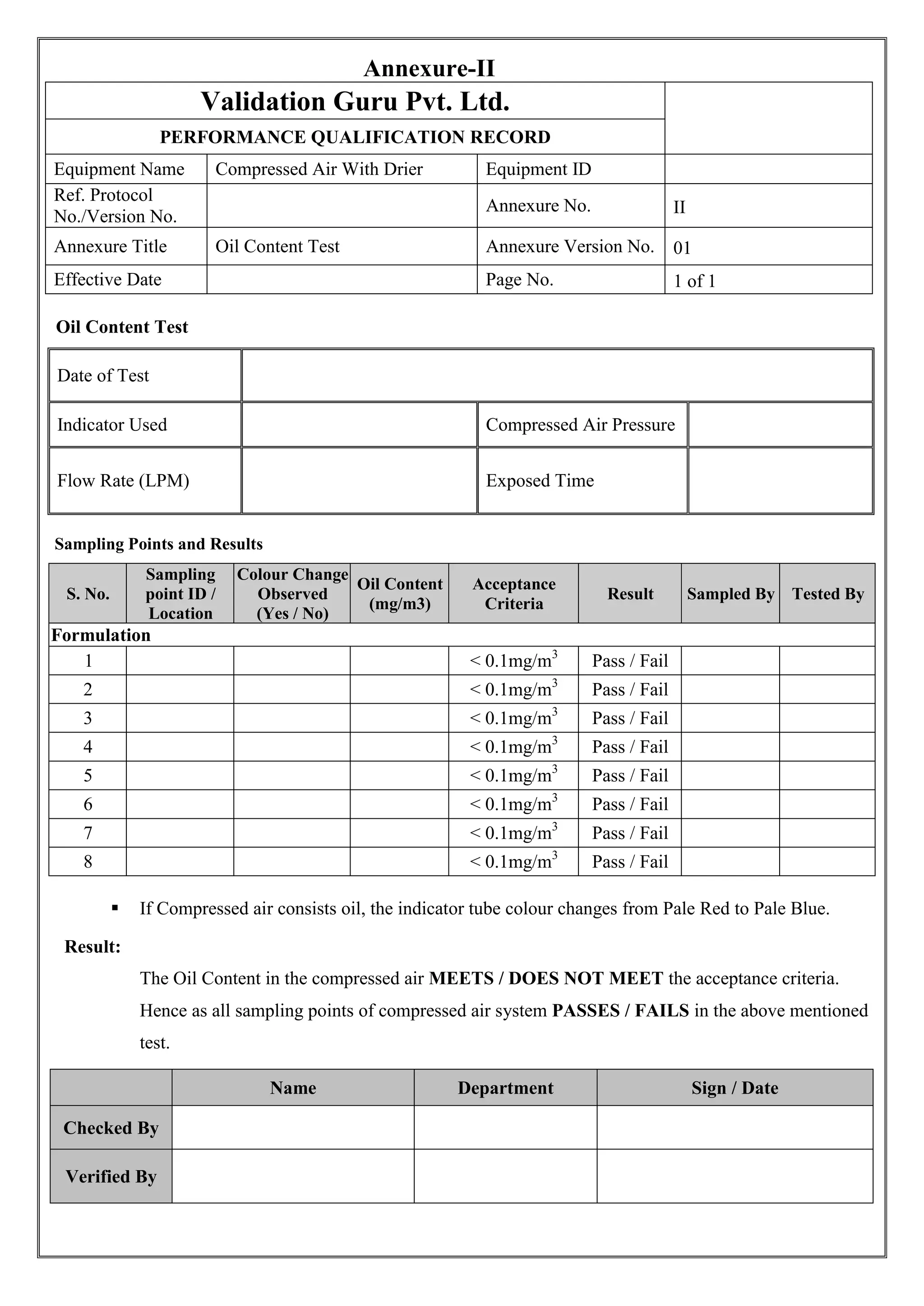 Protocol for compressed air validation | PDF